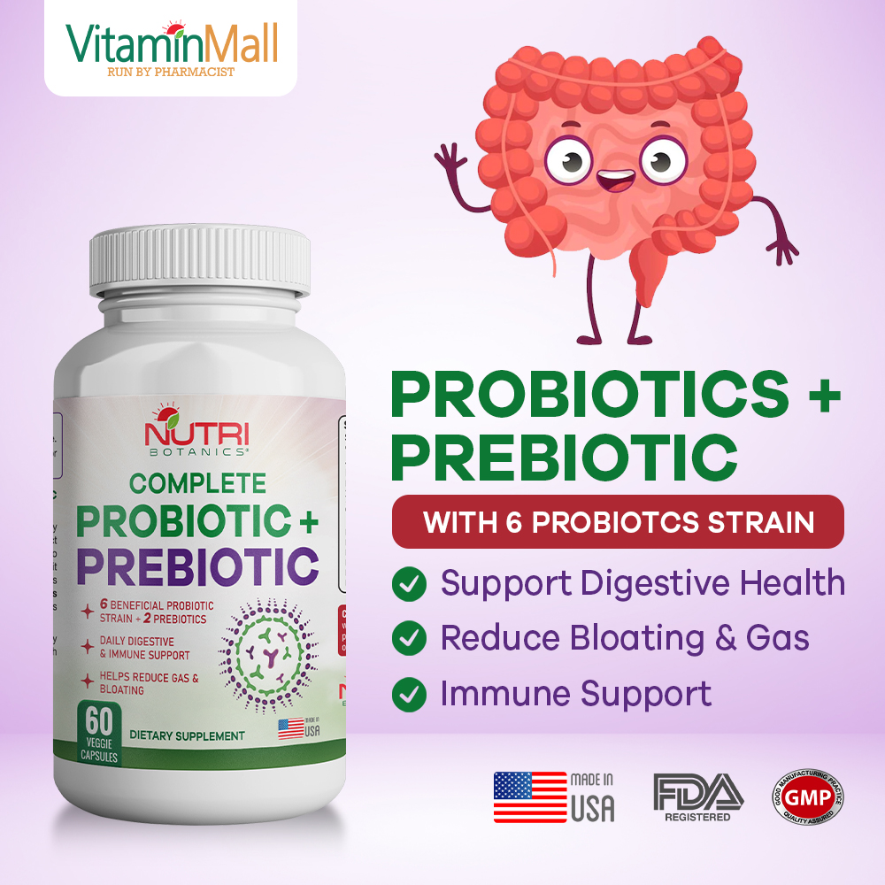 Nutri Botanics Prebiotic + Probiotic - Digestive Health - VitaminMall